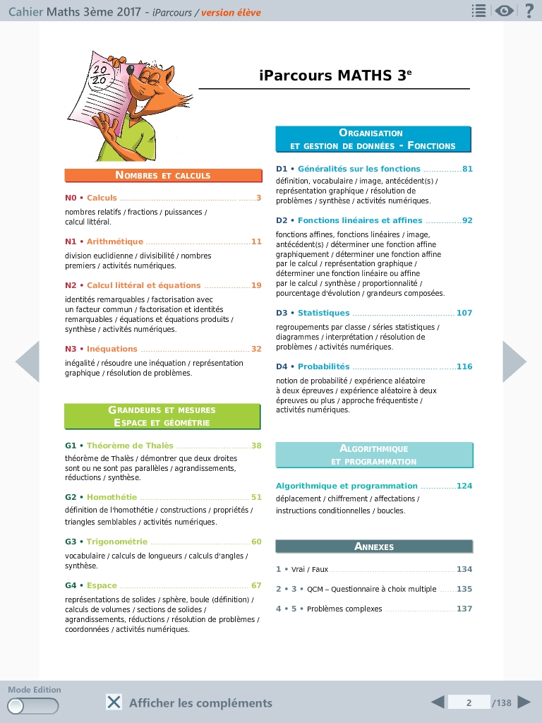 Cahier numérique iParcours Maths 3e